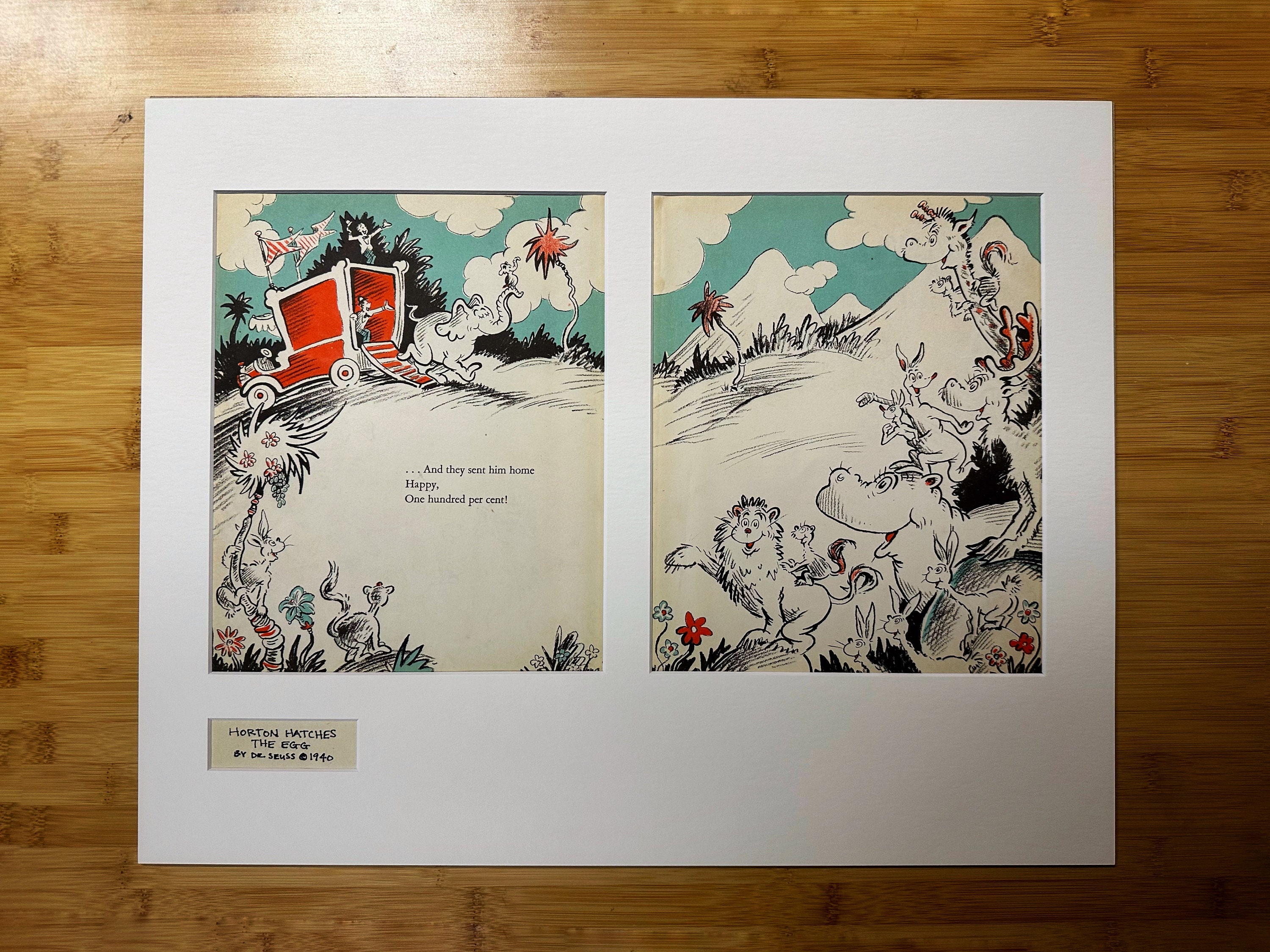 First Edition Dr. Seuss Horton Book Art | Original Prints With Mat ...