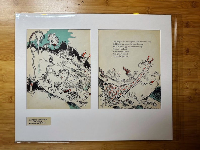First Edition Dr. Seuss Horton Book Art | Original Prints With Mat ...