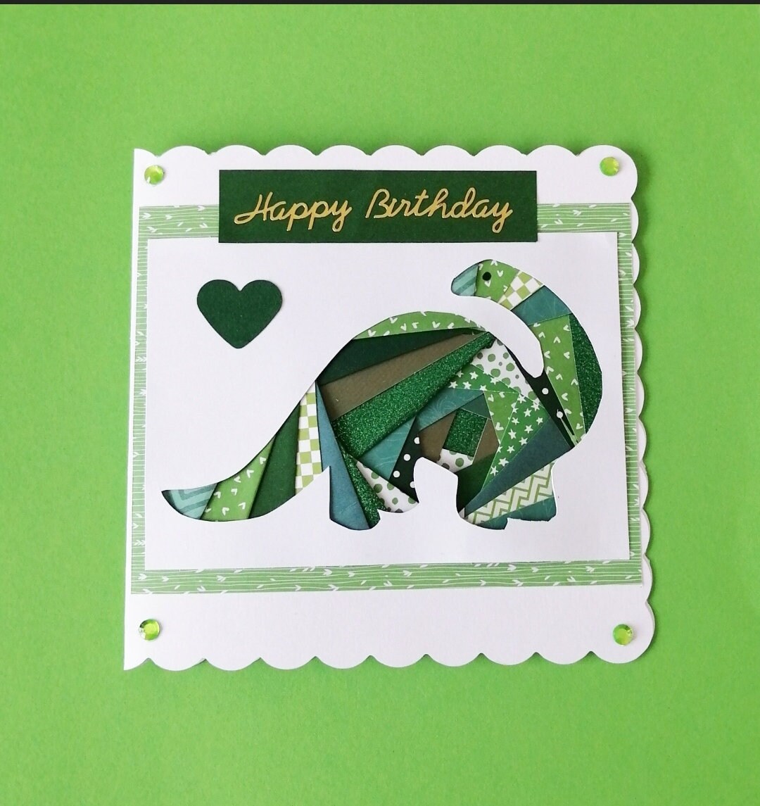 Dinosaur Birthday Card Handmade Dinosaur Happy Birthday Card - Etsy