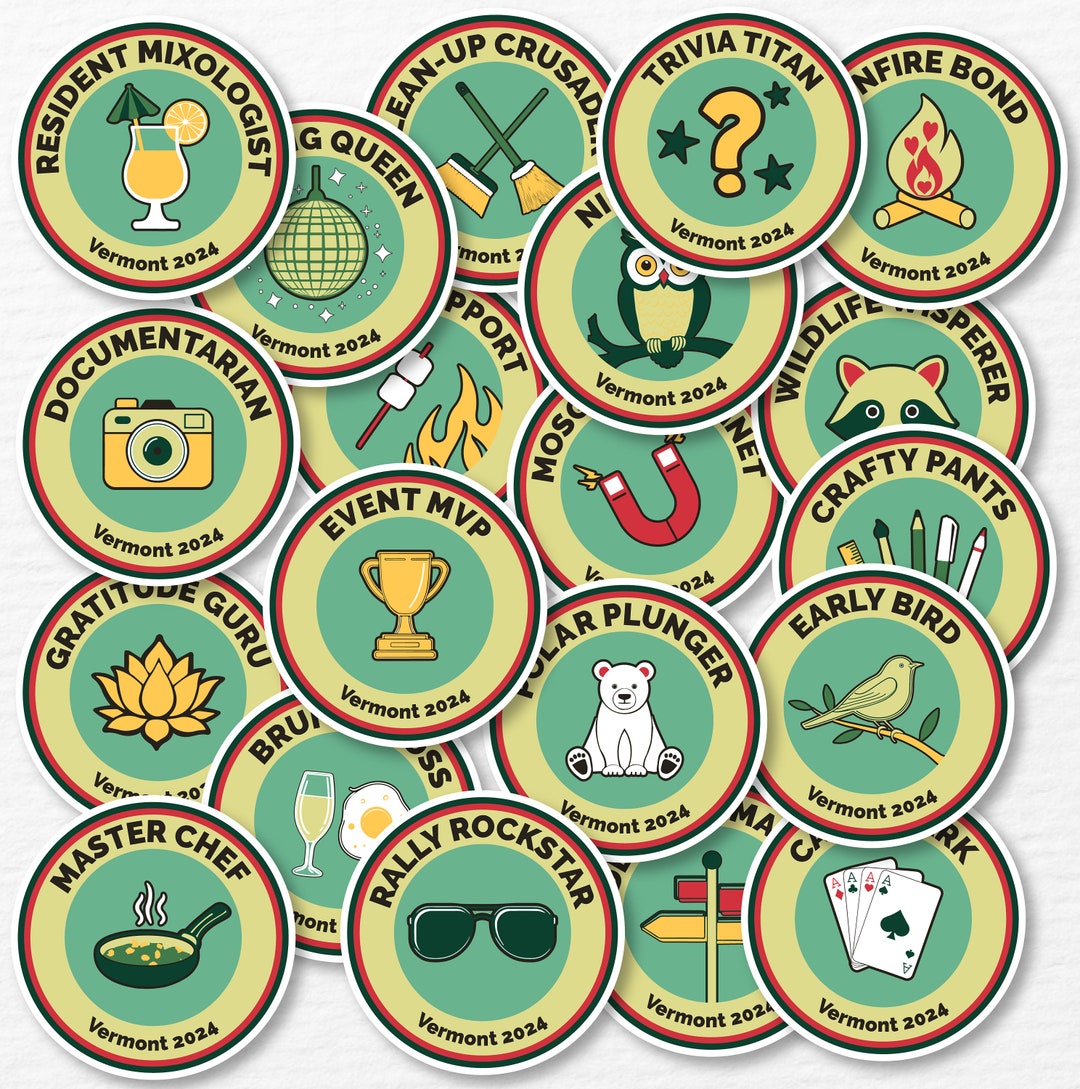 Personalized Merit Badge Stickers / Party Favors / Friends Trip Awards ...