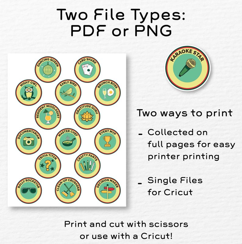 Personalized Merit Badge Stickers: Camping & Vacation Badges (digital ...