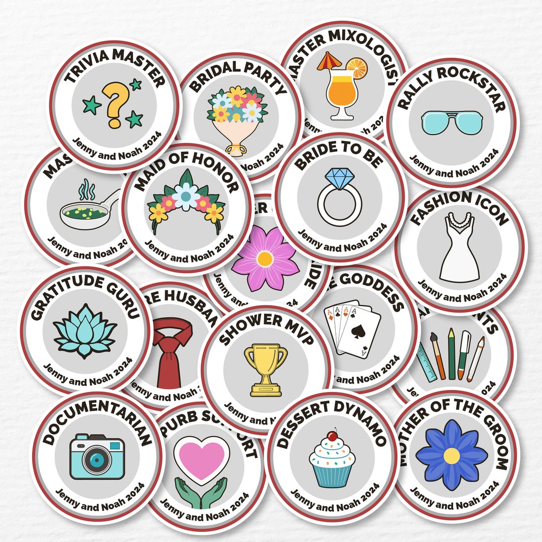 Personalized Bridal Merit Badge Stickers / Party Favors / Camping ...