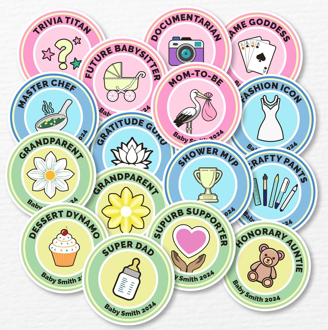 Personalized Baby Shower Merit Badge Stickers / Party Favors / Camping ...