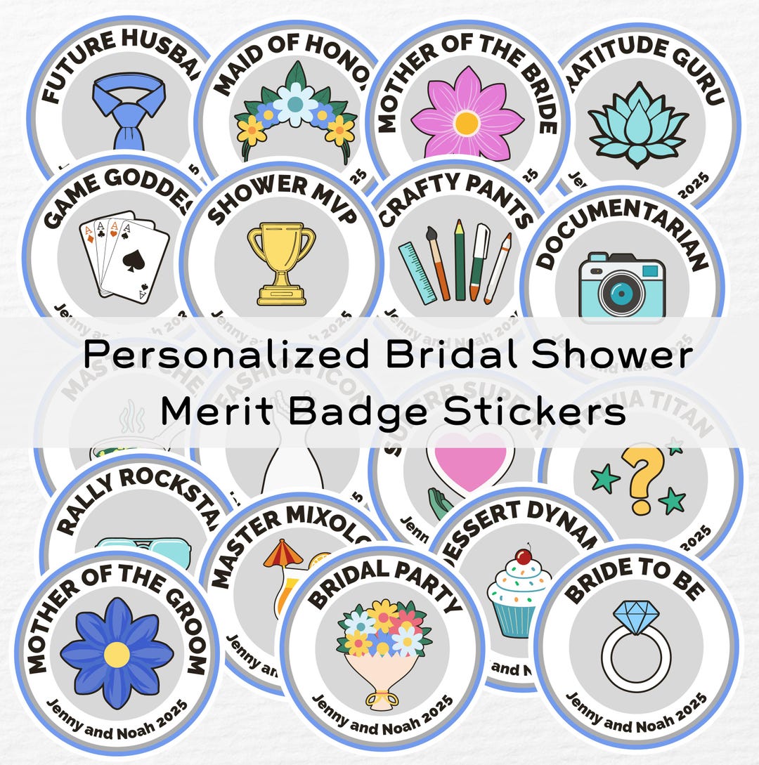 Personalized Bridal Merit Badge Stickers / Party Favors / Camping ...