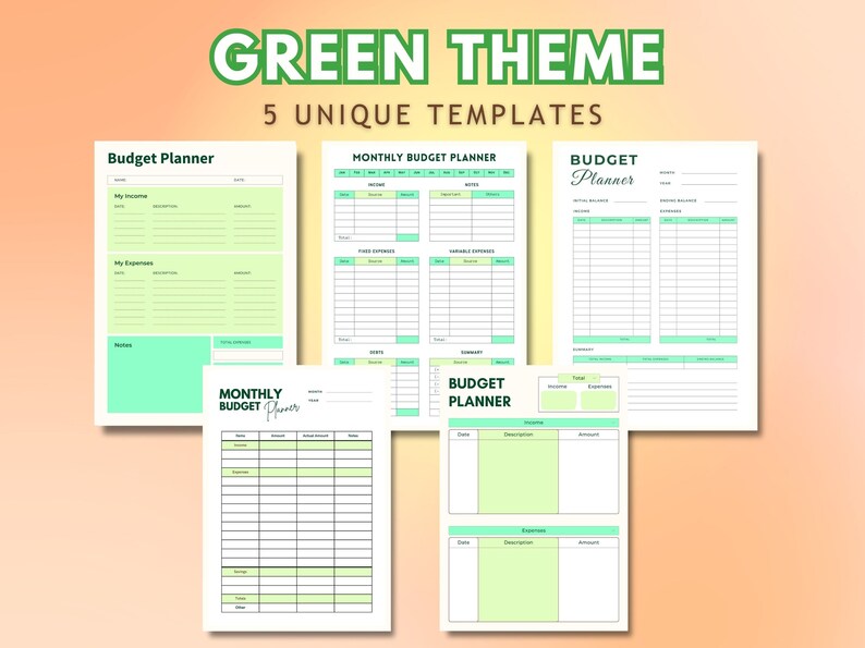 Monthly Budget Planner With Pink, Yellow, Blue, Green Theme, Printable ...