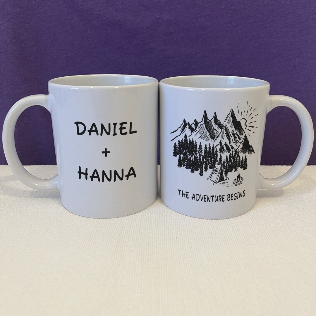Personalized Wedding Gift Mug, Custom Camping Scene Cup, Bridal Shower ...