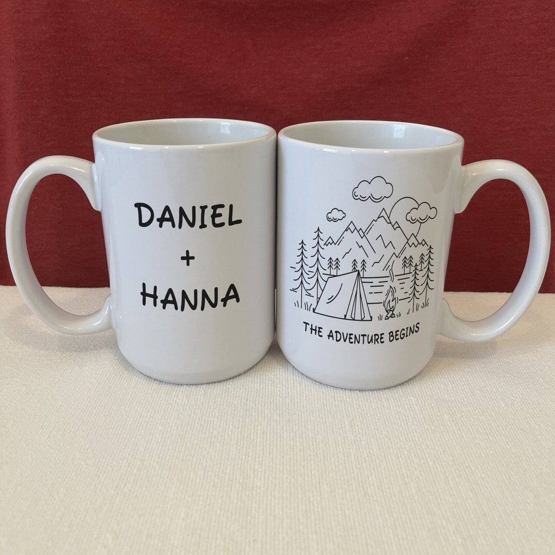 Personalized Wedding Gift Mug, Custom Camping Scene Cup, Bridal Shower ...