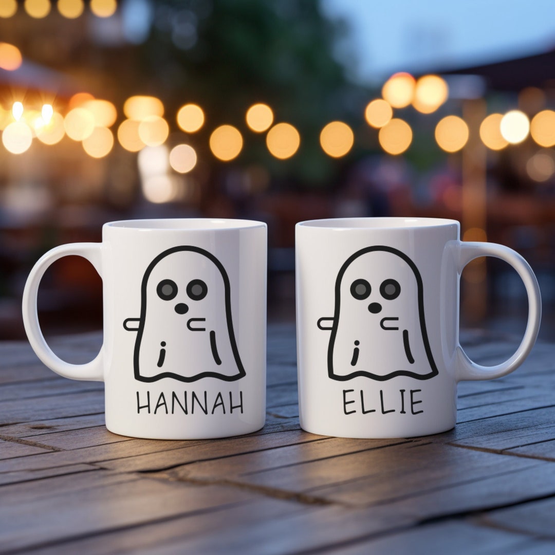 Personalized Ghost Mug, Personalized Halloween Coffee Mug, Cute Ghost ...