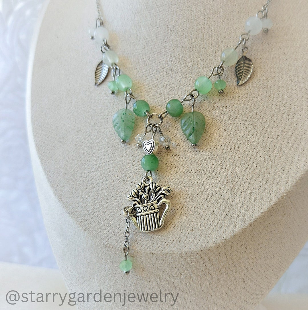 Watering Can Necklace leafy Garden Fairycore Necklace Cottagecore ...