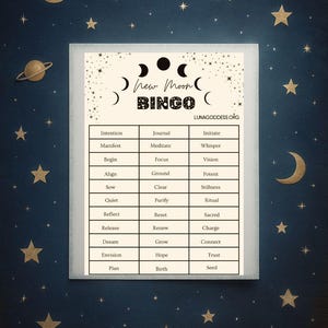 New Moon Ritual Bingo - Printable Game for Lunar Celebrations ...