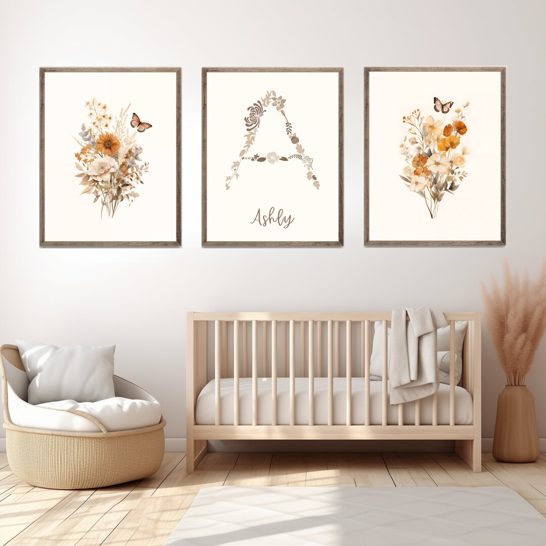 Personalized Boho Wildflowers Floral Art Prints Set of 3 - Etsy