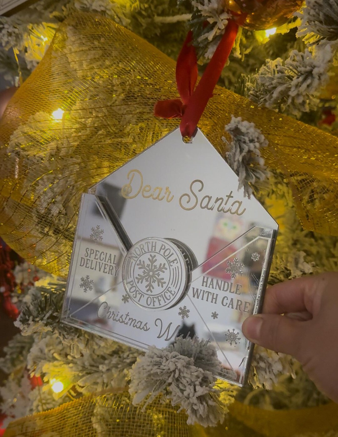 Letter to Santa Mirror Ornament, North Pole Mail Keepsake, Christmas ...