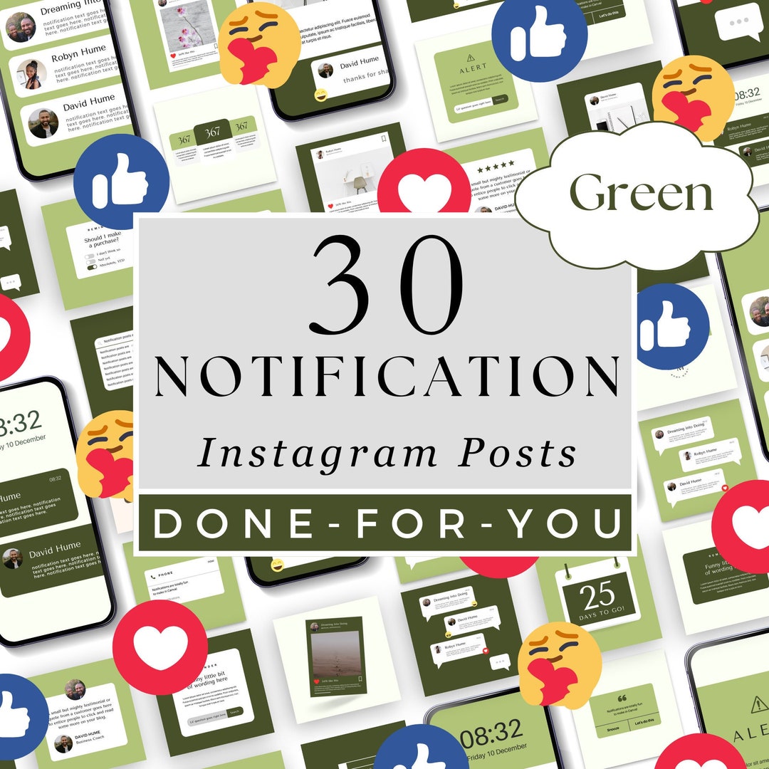 Green Notification Instagram Posts - Social Media Templates - 30 Done ...