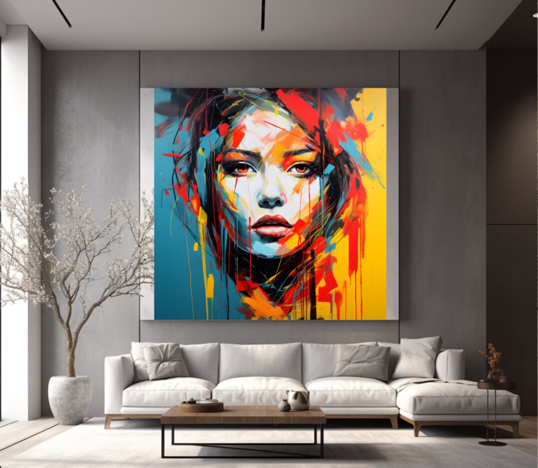 Woman Abstract Graffiti Painting Street Pop Modern-colorful Street Art ...