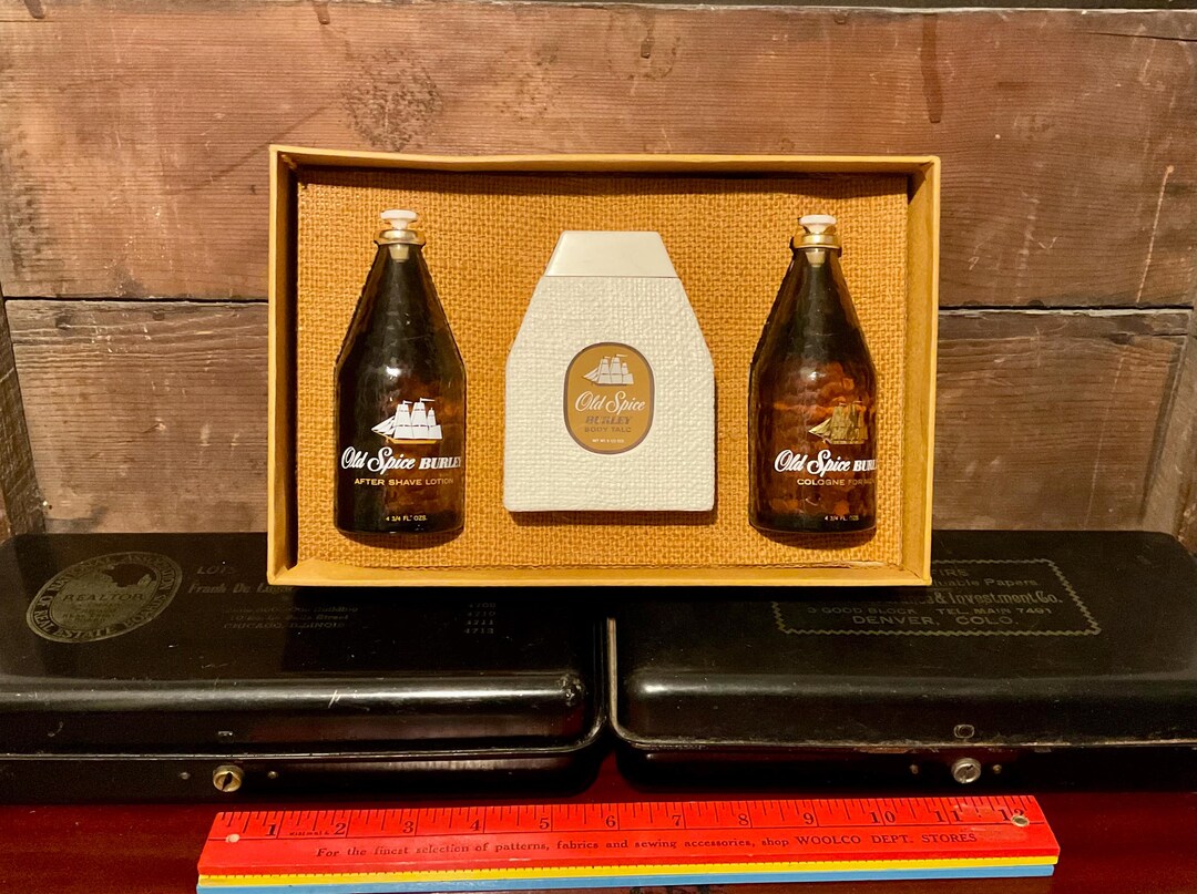 Collection of Vintage Old Spice Burley Bottles in Original Box From the ...