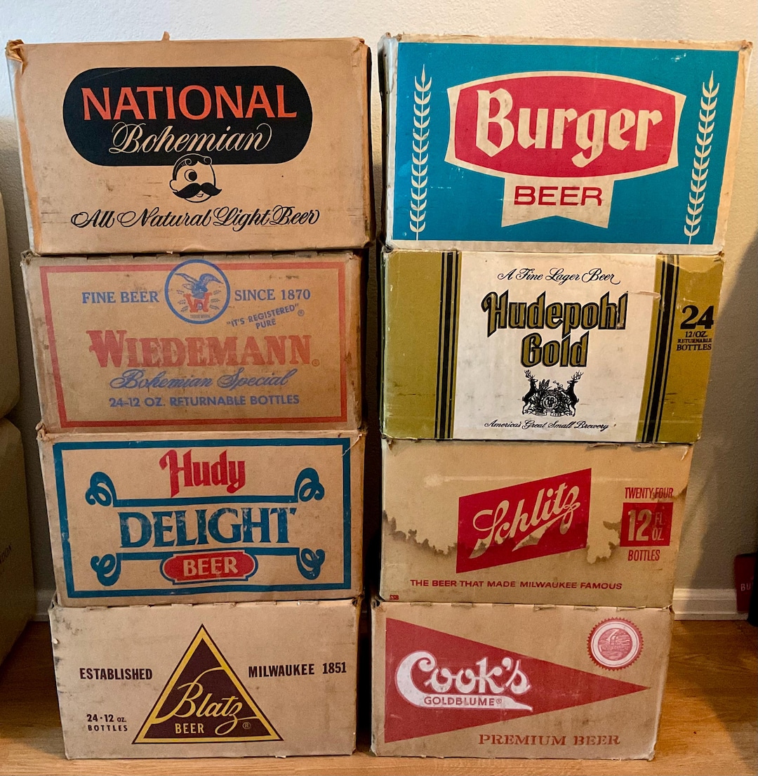 Vintage 1960s-1980s Collectible Beer Brewery Cardboard Crate Boxes ...