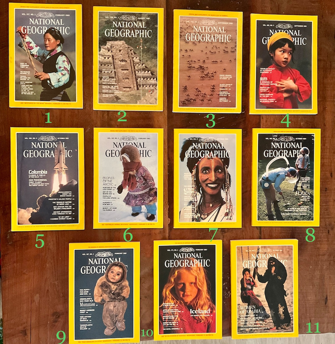 Variety of 11 Vintage 1980s National Geographic Magazines - Pick Your ...