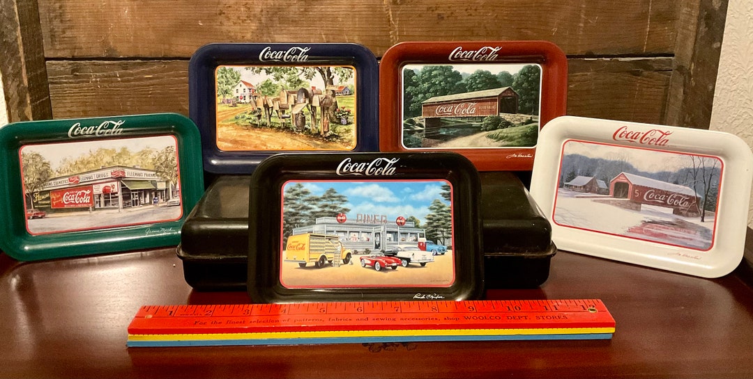 Lot of 5 Vintage 1998 Coca-cola Soda Serving Trays All for One Price - Etsy