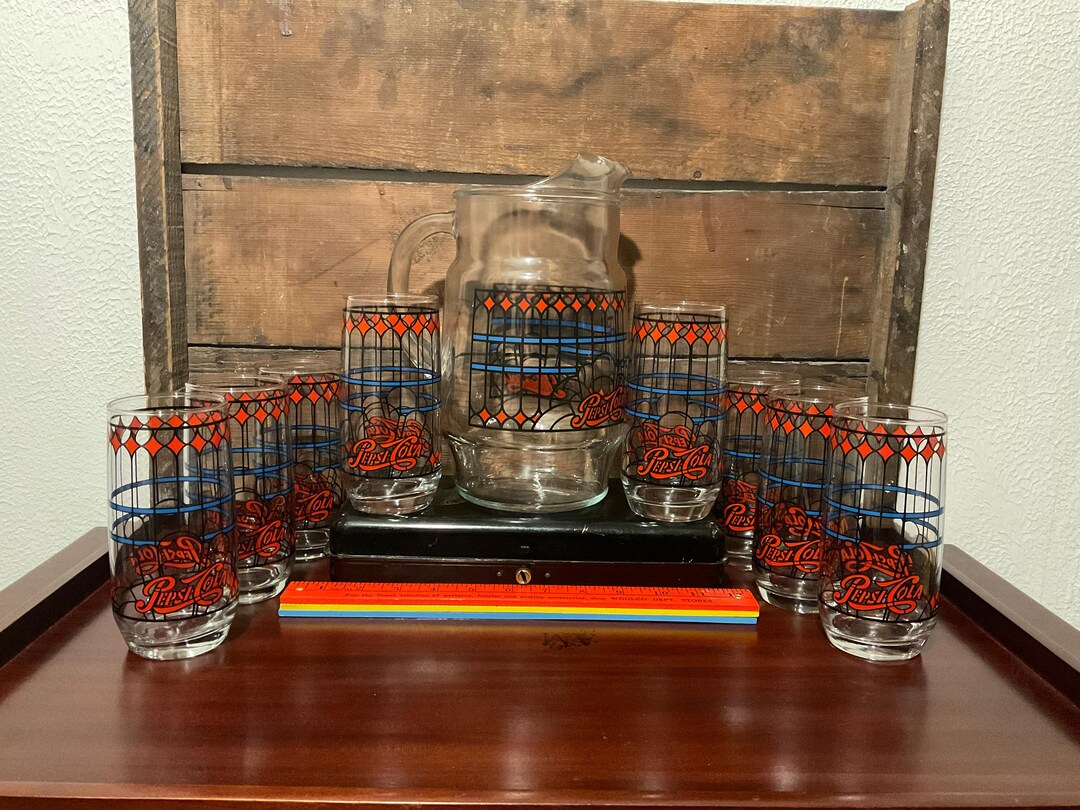 1970s Pepsi-cola Vintage Tiffany Style Stained Glass - Complete Pitcher ...