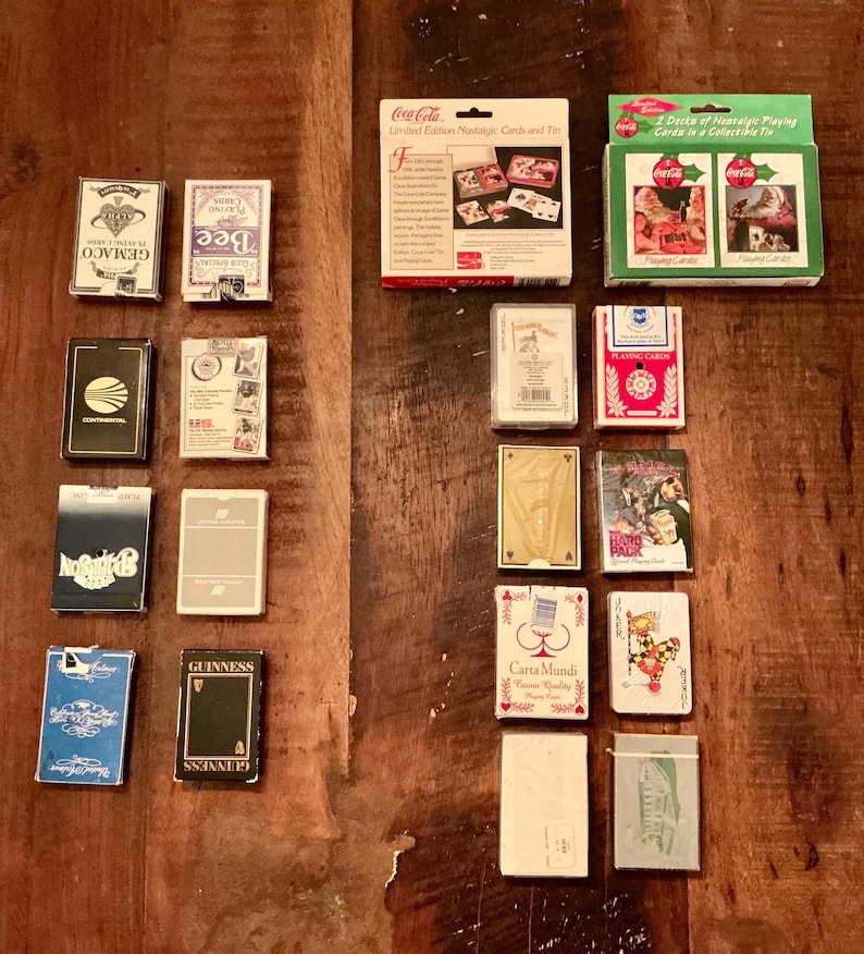 Variety of Vintage Collectible Casino and Advertising Playing Cards ...