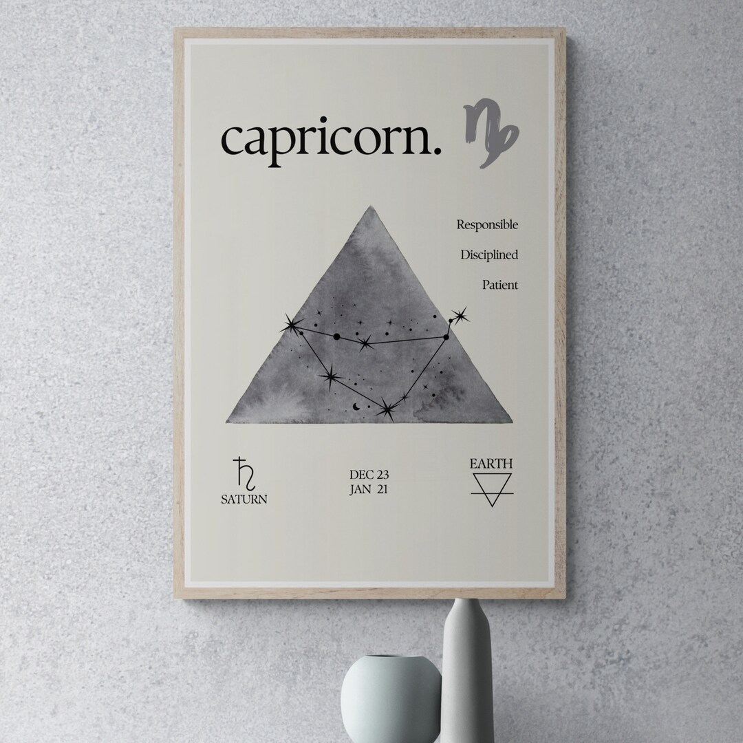 Capricorn Poster Zodiac Signs Capricorn Gifts Capricorn Zodiac Print ...