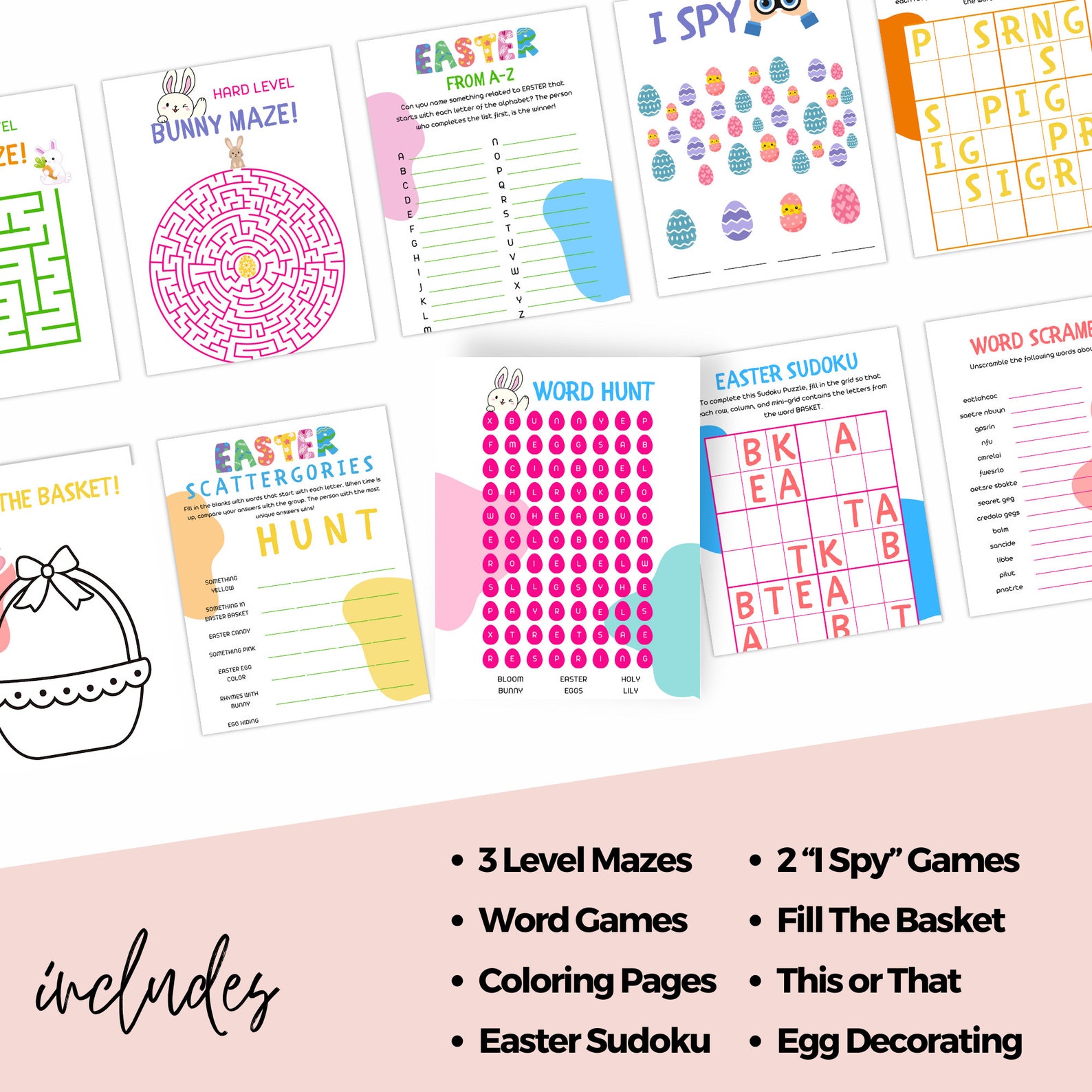 30 Printable Easter Activity Bundle Mazes, Games, Easter Sudoku ...