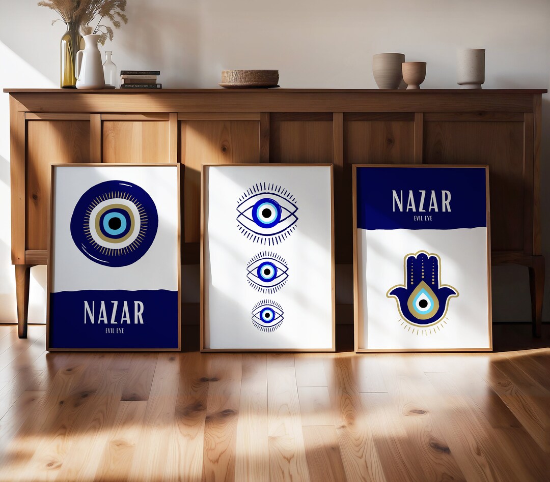 Nazar Evil Eye Poster - Printable Nazar Evil Eye Symbol, Blue Evil Eye ...