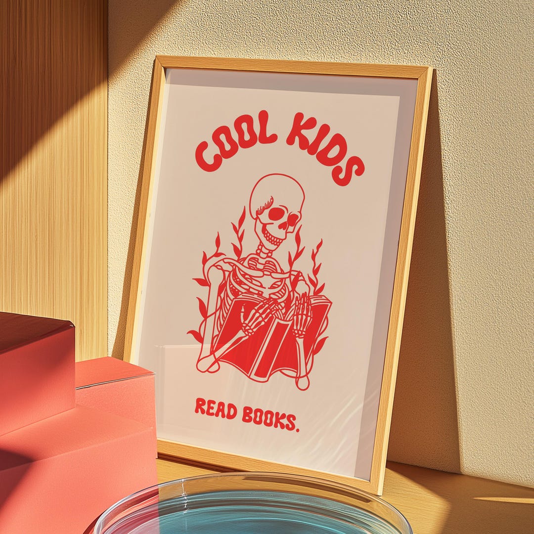 Cool Kids Read Books Poster, Reading Art, Library Art, Read Quote Sign ...