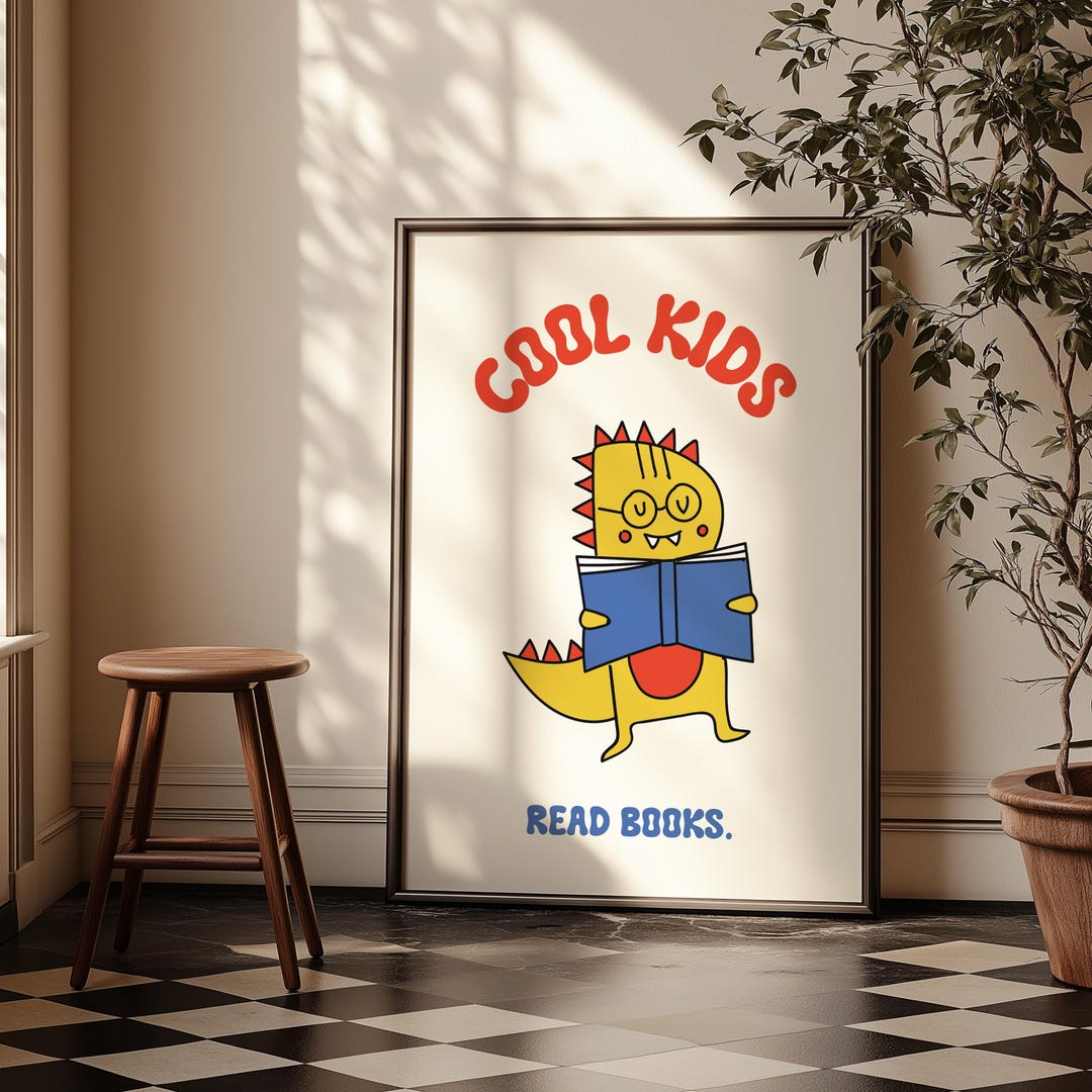 Cool Kids Read Books Poster, Library, Book Lover Gift, Read Corner ...