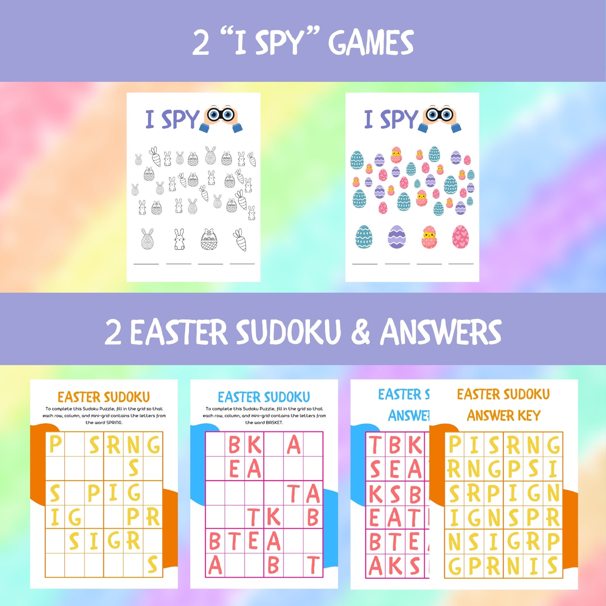 30 Printable Easter Activity Bundle! Mazes, Games, Easter Sudoku ...