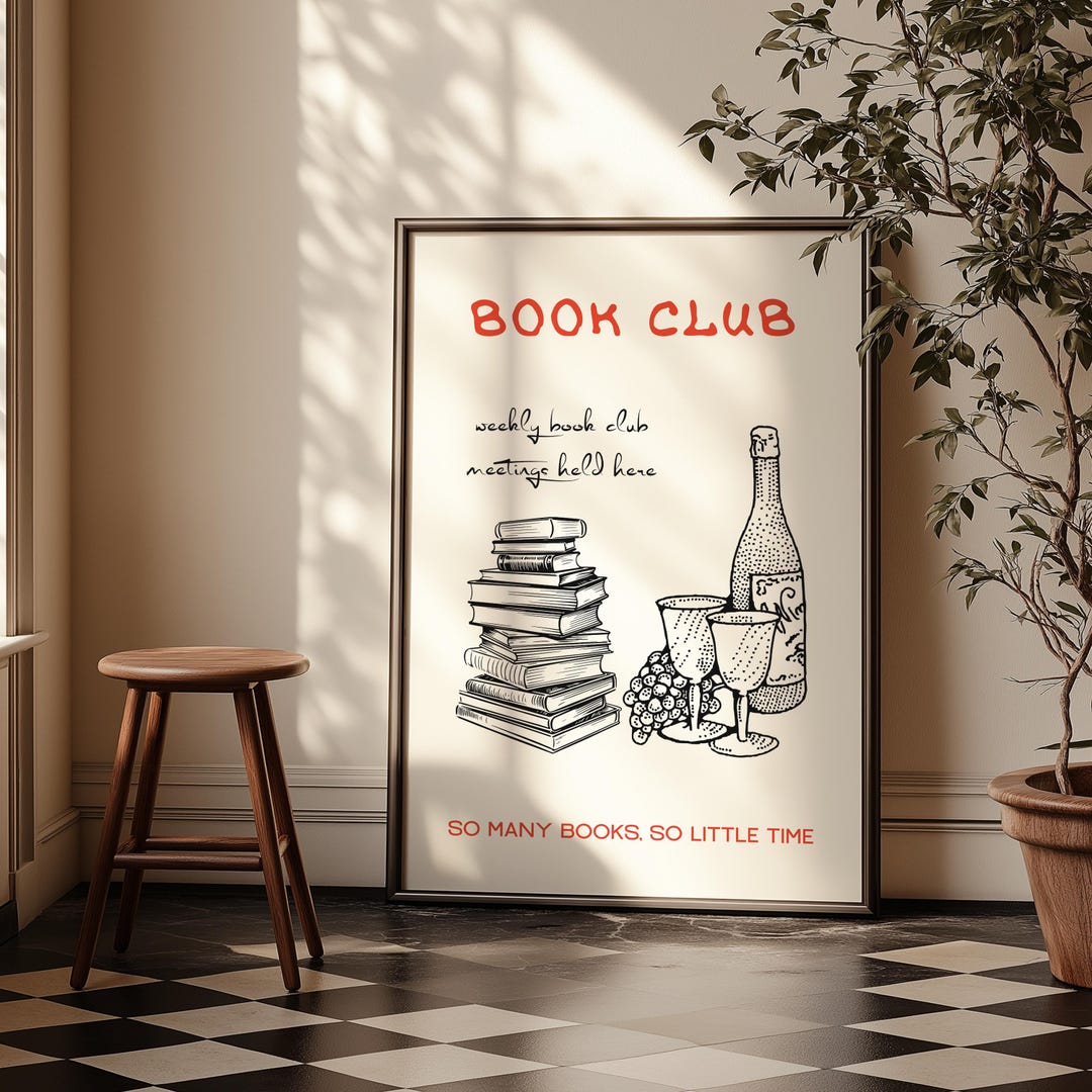 Book Club Poster, Digital Art Download, Wall Decor, Trendy Reading ...