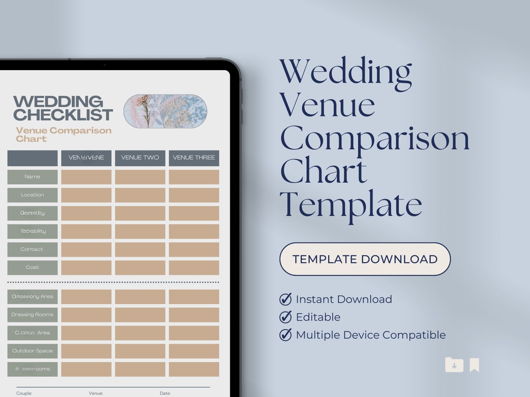 Mid Century Boho Wedding Venue Comparison Chart - Etsy