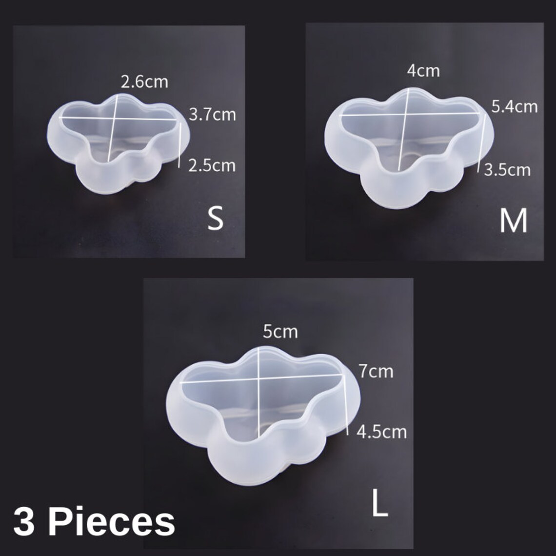 3pcs/set 3D Clouds Shape Candle Mold Silicone Molds Cute Jewelry Soap ...