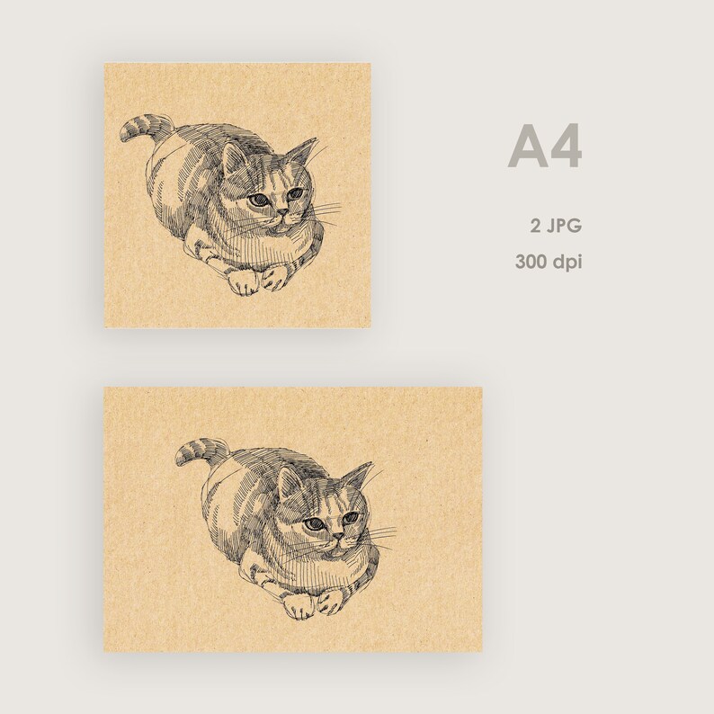 PRINTABLE, Cute Cat. Digital Copy of Original Graphics, Black Gel Pen ...