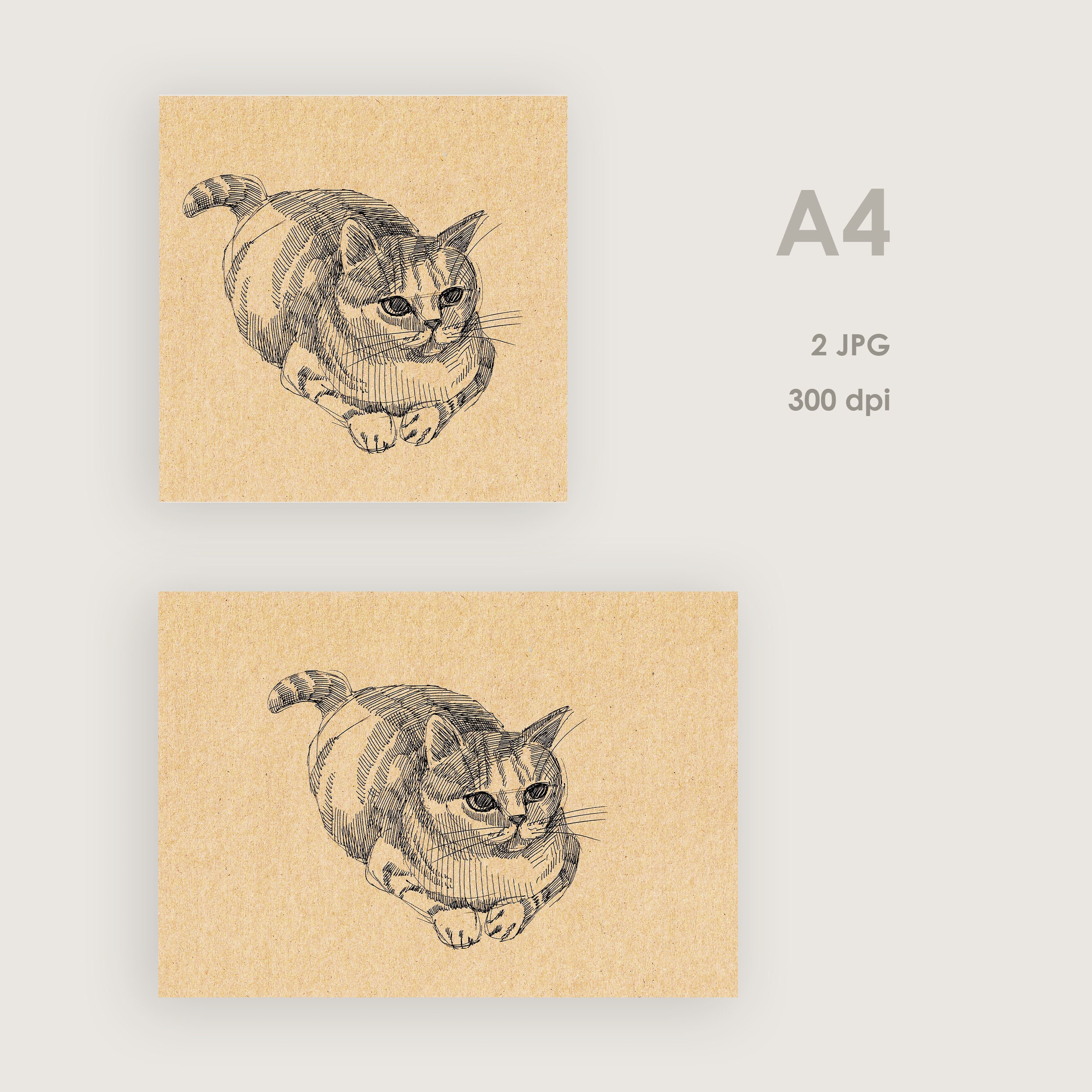 PRINTABLE, Cute Cat. Digital Copy of Original Graphics, Black Gel Pen ...