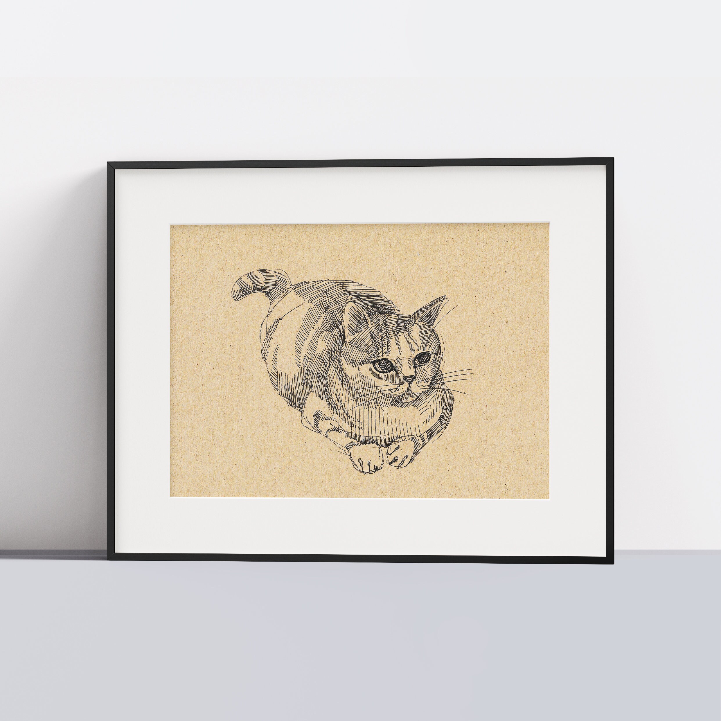 PRINTABLE, Cute Cat. Digital Copy of Original Graphics, Black Gel Pen ...