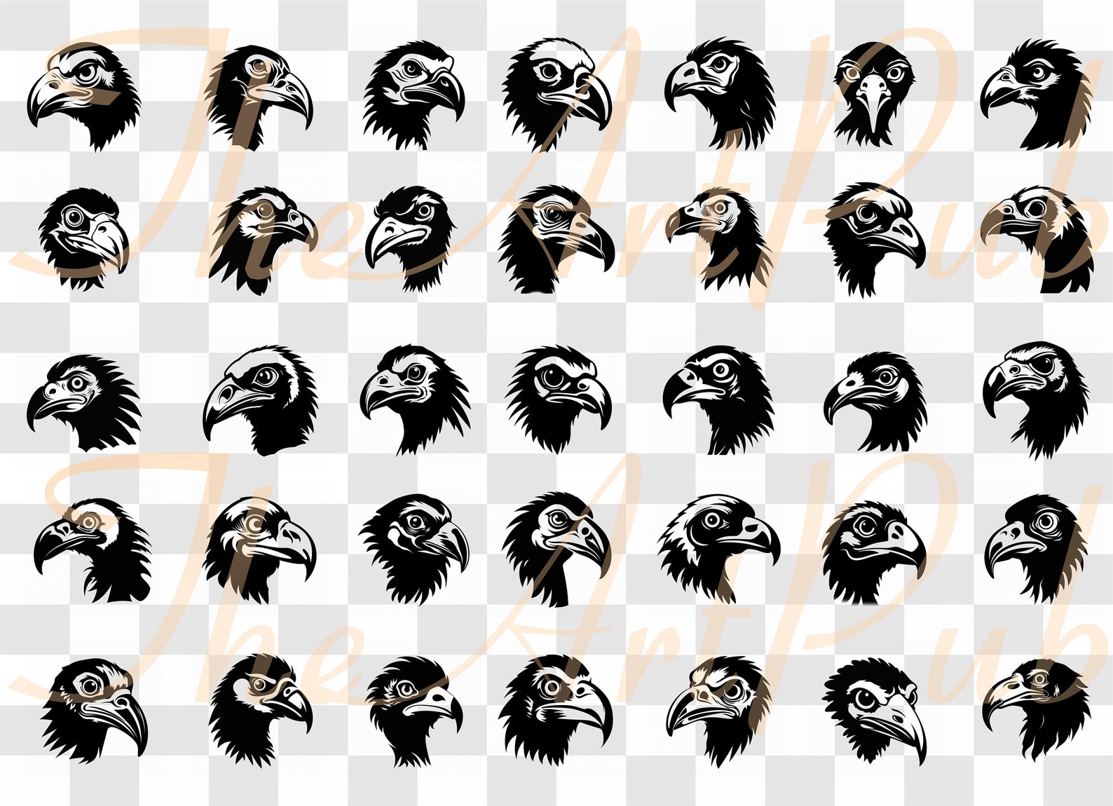 Birds of Prey Silhouette Bundle, 210 Svg/png/eps/dxf, Downloadable Bird ...