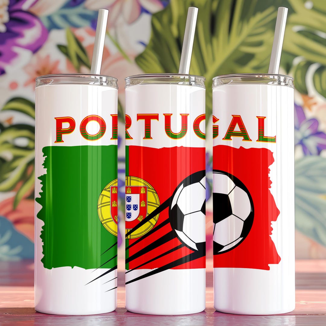 Portugal Flag and Soccer Ball Tumbler Design, 20oz Tumbler Wrap ...