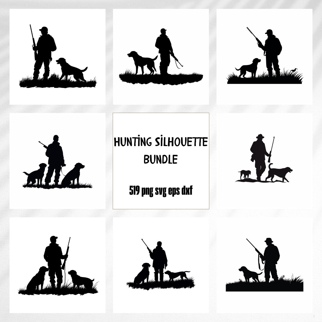 Hunting Svg Bundle, Hunter, Dog, Weapons, Wild Animals, Hunting Clipart ...