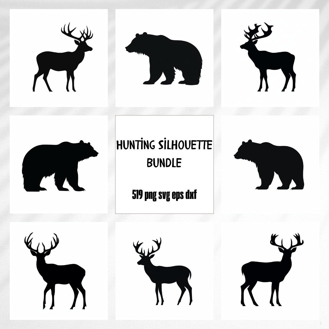 Hunting Svg Bundle, Hunter, Dog, Weapons, Wild Animals, Hunting Clipart ...