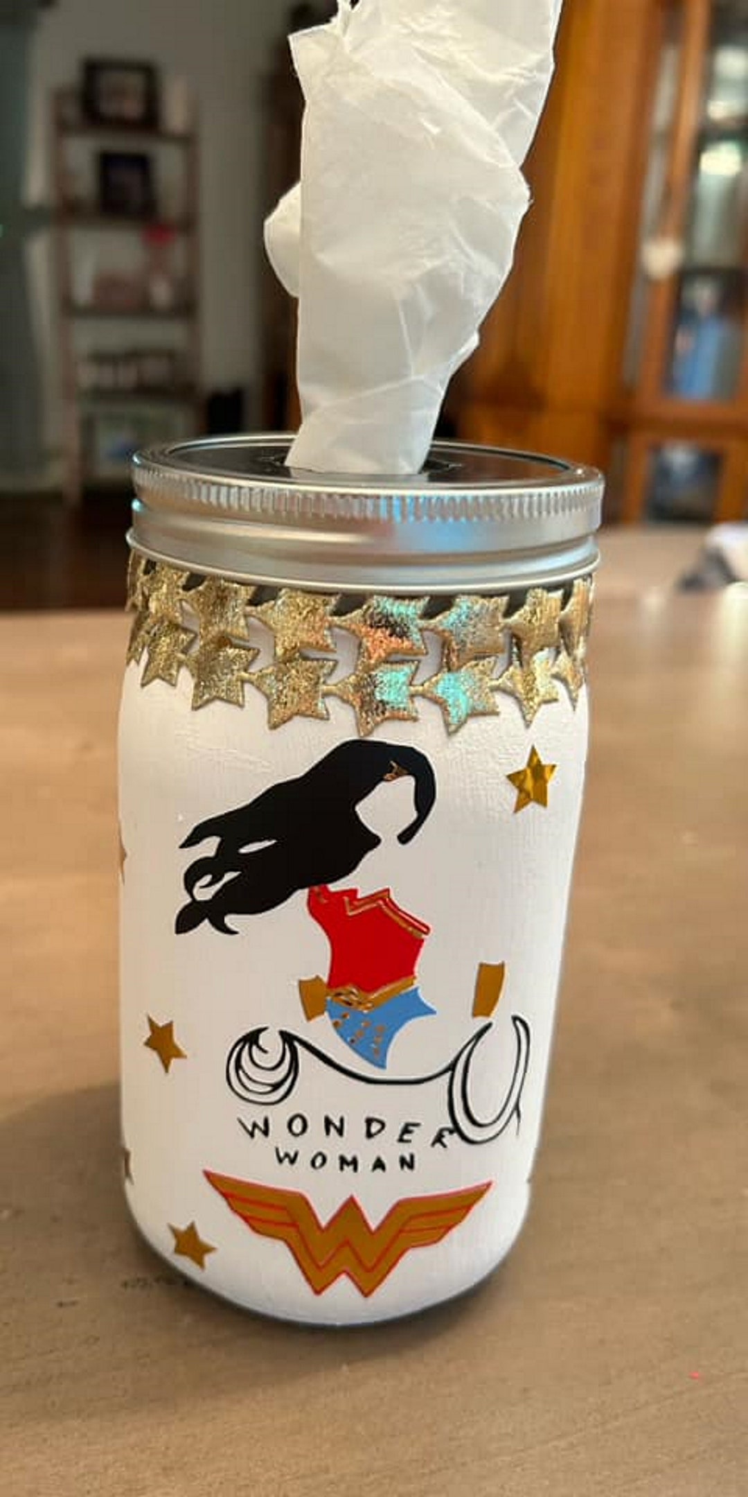 Mason Jar Tissue Dispenser/ Wonder Woman - Etsy