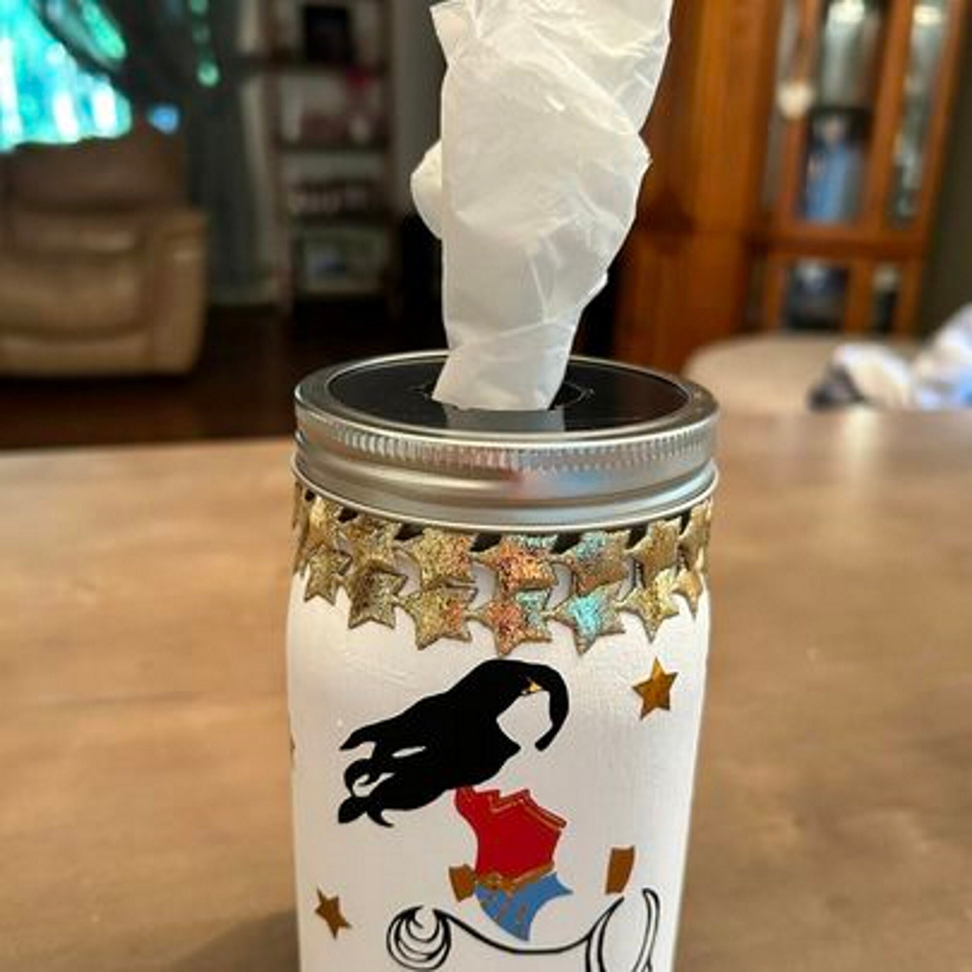 Mason Jar Tissue Dispenser/ Wonder Woman - Etsy