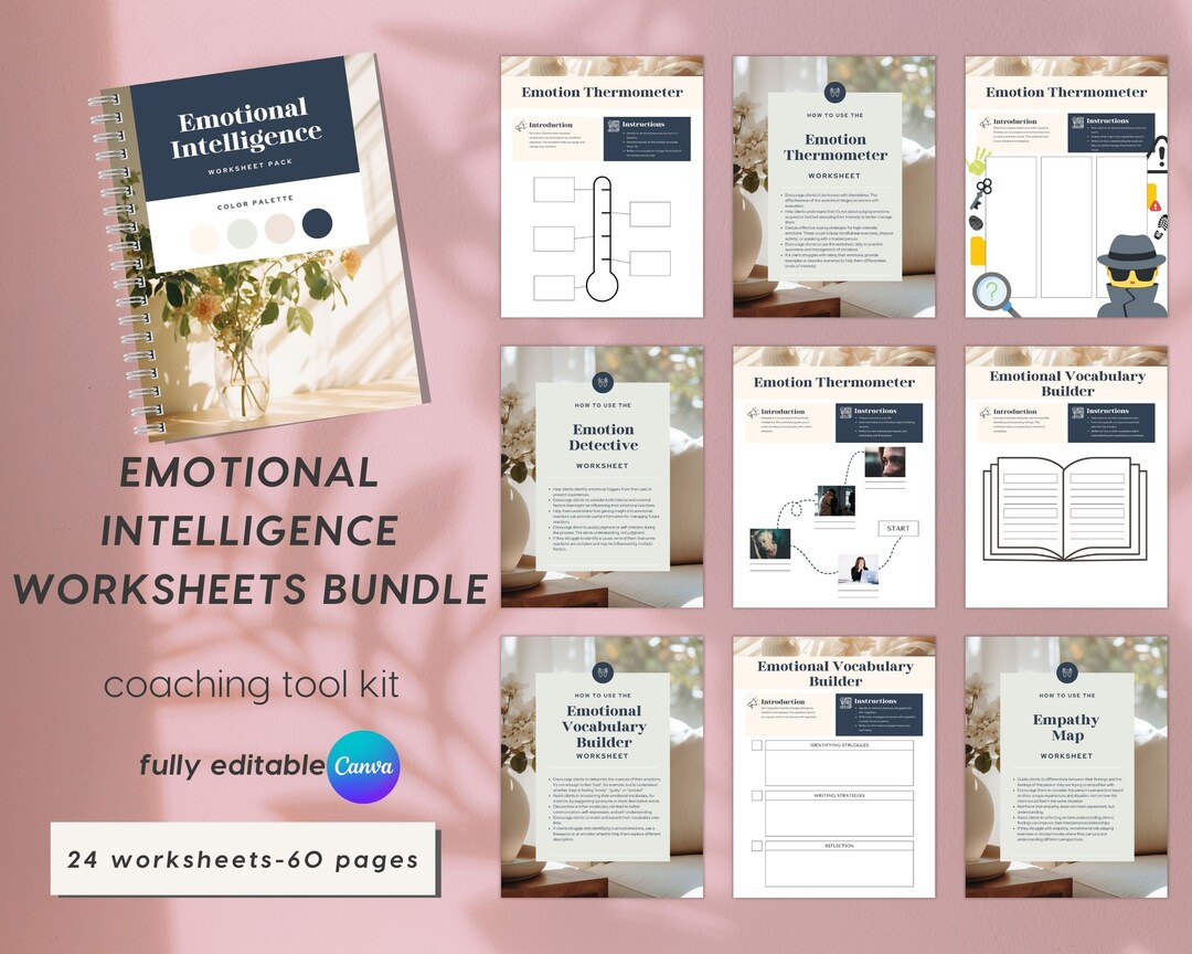 Emotional Intelligence Worksheet Bundle Self Awareness - Etsy