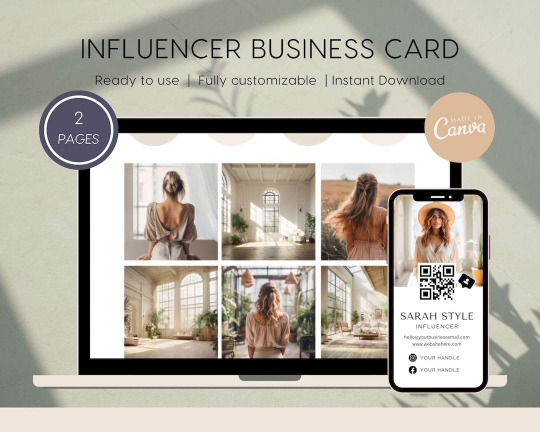 Influencer Business Cards| Canva Business Card Template Design| IG ...