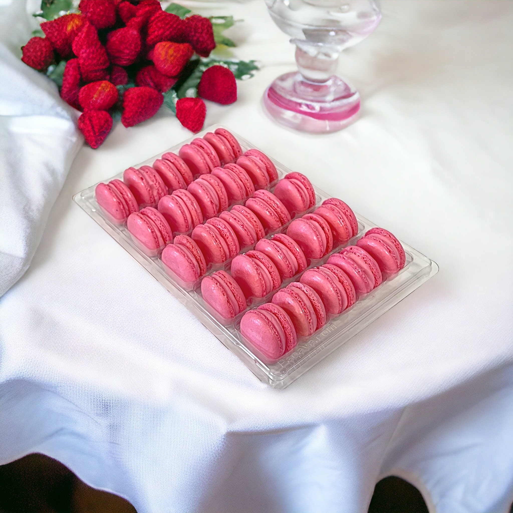 25 Pack Raspberry French Macarons - Etsy