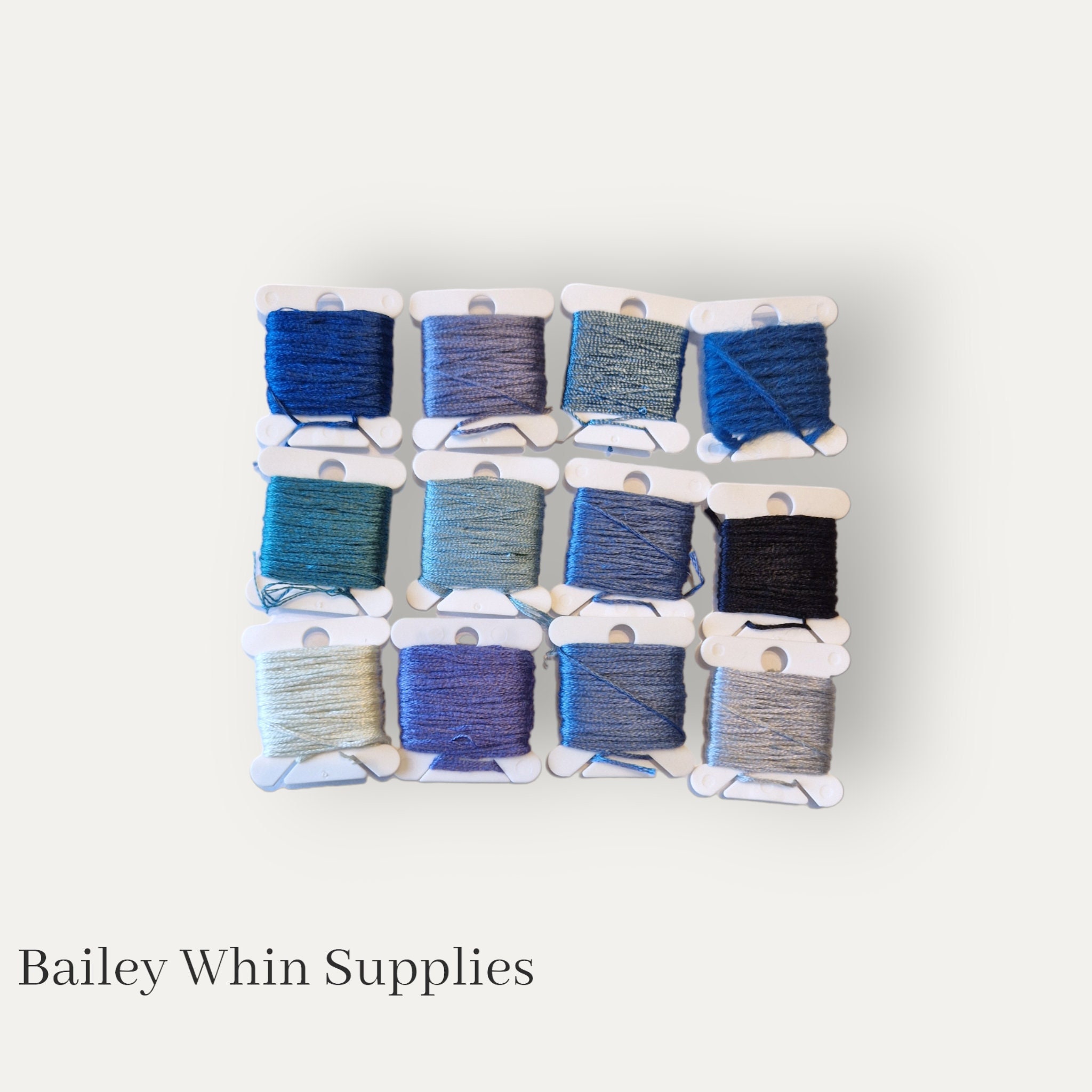 Blue Embroidery Thread Bundle, Fibre Art Bundle, Cross Stitch or Embroidery Thread Set, Hand ...