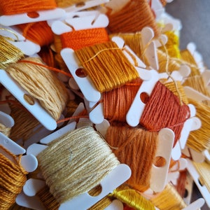 Yellow / Orange Embroidery Thread Bundle, Fibre Art Bundle, Cross ...