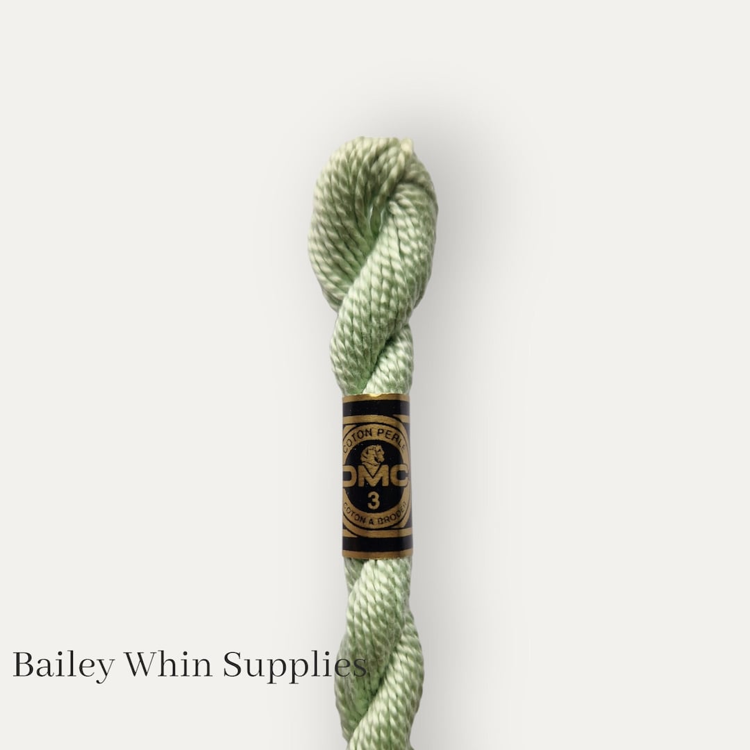 DMC 369 Pale Green Perle Thread, DMC Perle Coton Size 3, Cotton Twisted ...