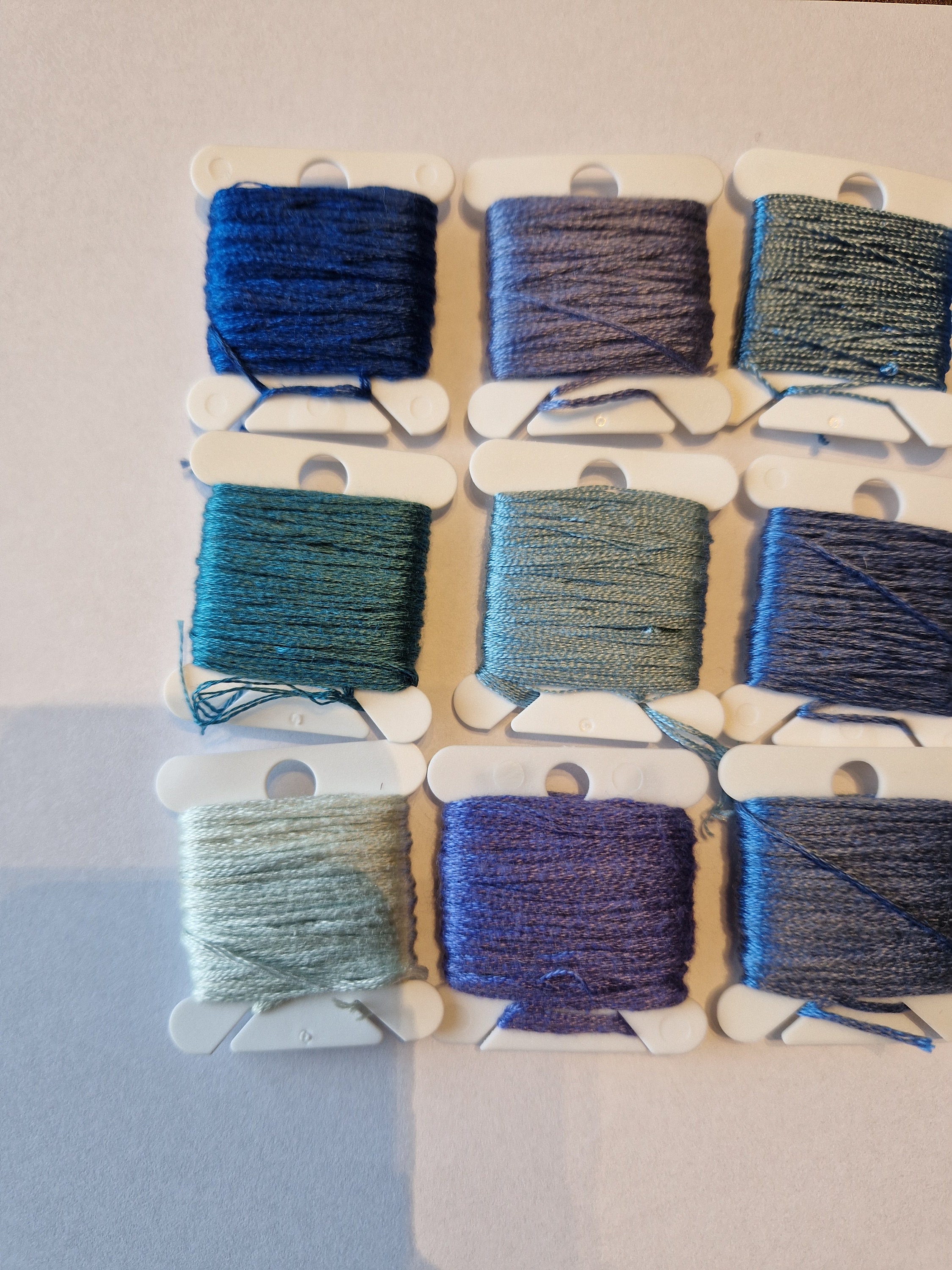 Blue Embroidery Thread Bundle, Fibre Art Bundle, Cross Stitch or Embroidery Thread Set, Hand ...