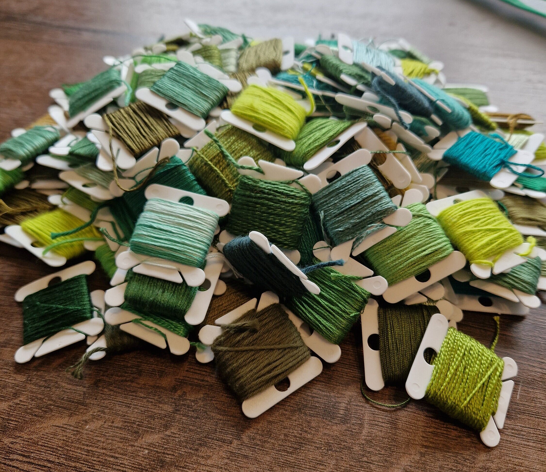 Green Embroidery Thread Bundle, Fibre Art Bundle, Cross Stitch or ...